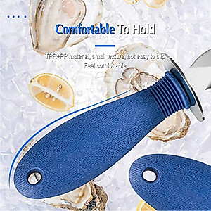 Awxlumv Oyster Knife Shucker Large Handle Seafood Opening Ark Shell, and Other Shellfish Tool Blue 2 Pcs Kit