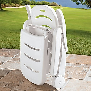 BrylaneHome Resin Folding Lounger Patio Chair, White