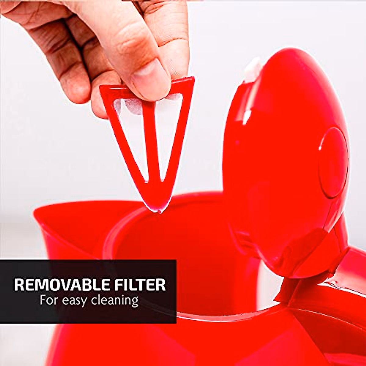 Ovente Electric Kettle 1.7 Liter Hot Water Boiler LED Light, 1100 Watt BPA-Free Portable Tea Maker Fast Heating Element with Auto Shut-Off and Boil Dry Protection, Brew Coffee & Beverage, Red KP72R