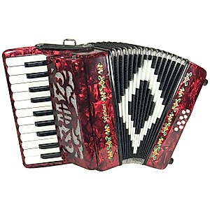 SofiaMari SM2208 Mini Traveler Accordion Package including a Backpack Gig Bag and Shoulder Straps (Red Pearl)