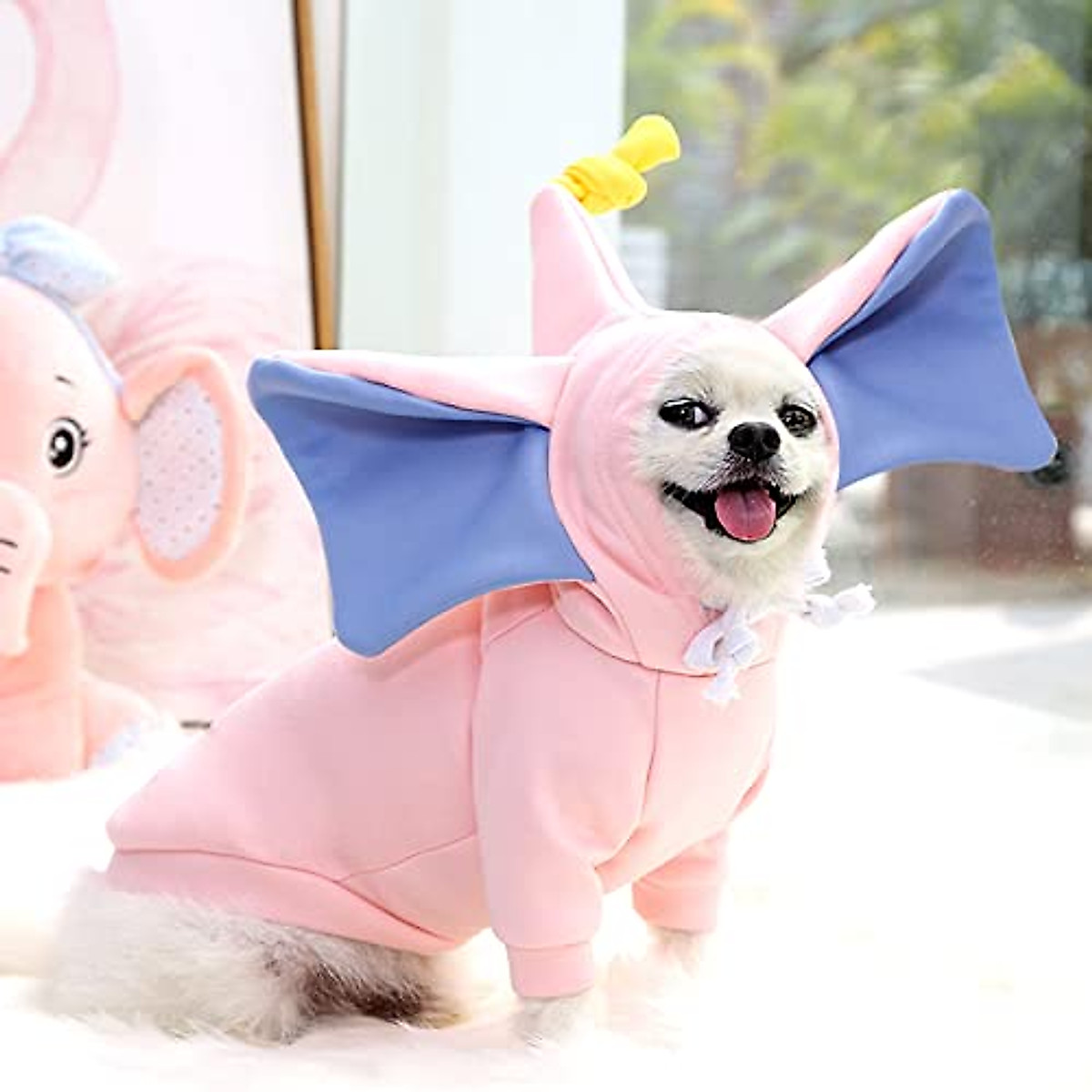 NACOCO Dog Elephant Halloween Costume Pet Cosplay Elephant Clothes Cat Hoodie Coat Dogs Warm Apparel and Pet Winter Clothes (Medium)
