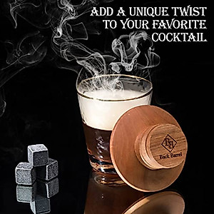 Back Barrel Smoked Cocktail Kit - Premium Whiskey Smoker Kit with Smoker, Smoking Torch, Natural Wood Chips, Whiskey Stones, Recipe eBook - Bourbon Smoker Kit, Smoked Old Fashioned Kit (No Butane)