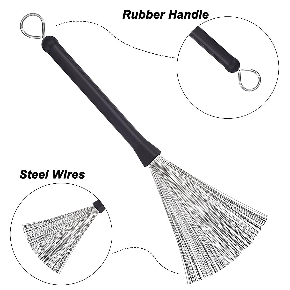 Drum Sticks Drum Wire Brushes Drum Brushes Drum Sticks Retractable Brushes Drums Sticks Drum Brushes Set for Jazz Acoustic Music Lover Gift Total 2 Pairs with Portable Storage Bag