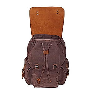 TSD Brand Stone Creek Waxed Canvas Backpack (Brown)