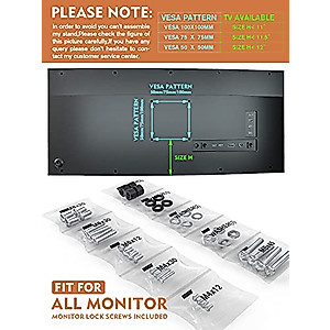 Single LCD Computer Monitor Free-Standing Desk Stand Riser for 13 inch to 32 inch Screen with Swivel, Height Adjustable, Rotation, Holds One (1) Screen up to 77Lbs(HT05B-001))