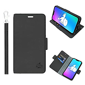 DefenderShield EMF Protection & 5G Anti Radiation iPhone 14 Plus Case - RFID Blocking EMF Shield Detachable Wallet Case with Magnetic Closure (Black)