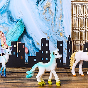 4 Pieces City Cake Border Decoration Toppers Stick On or Lay On Building Images Lighted City Backdrop for Cakes Wrap Desserts Birthday Party Decorating Supplies