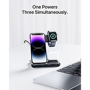 Intoval Charging Station for Apple iPhone/iWatch/Airpods, 3 in 1 Wireless Charger for iPhone 14/13/12/11/XS/XR/XS/X/8, iWatch 8/Ultra/7/6/SE/5/4/3/2, Airpods Pro2/Pro1/3/2/1 (Z5,Black)