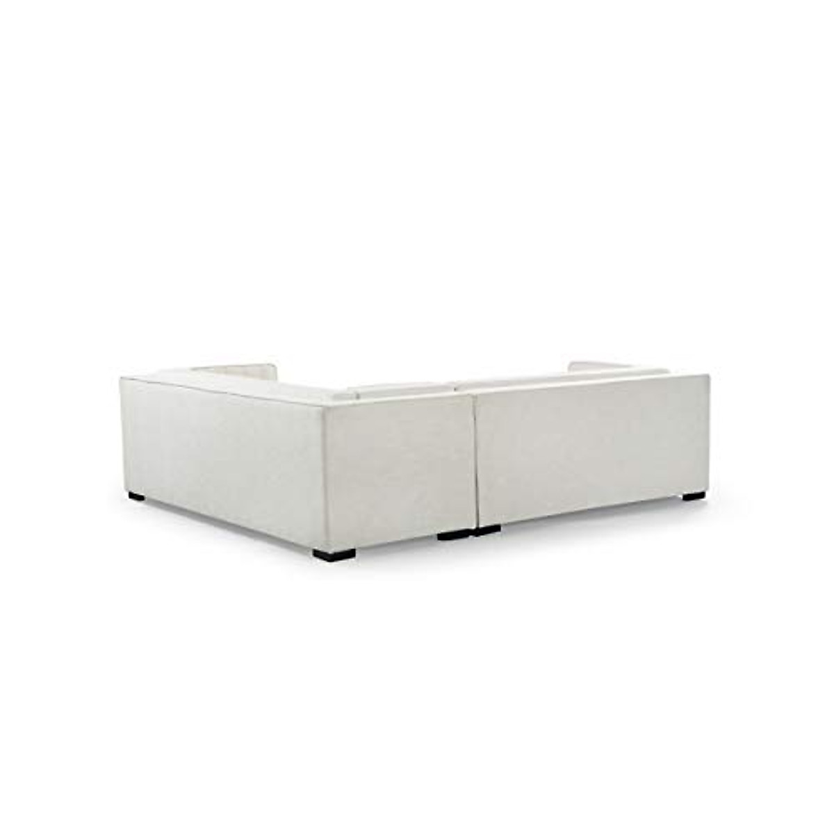 Iconic Home Lorenzo Right Facing Sectional Sofa L Shape Linen-Textured Upholstered Tufted Shelter Arm Design Espresso Finished Wood Legs Modern Transitional, Ecru