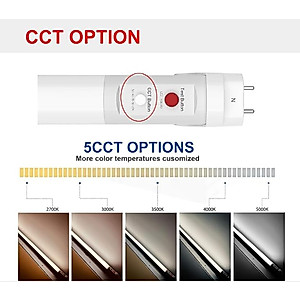 E2 LIGHTING 4ft T8 LED Bulbs, LED Fluorescent Tube Replacement 4ft, T8 LED with Emergency Battery, 5 CCT Tunable 27K-50K, 6W, 120-277V, Ideal for Office and Warehouse-5 Pack
