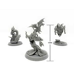 Citadel Black Colossal Onslaught Miniatures Set - 4 Pack - Large 50mm Base, D&D BBEG Unpainted Minis, Includes Dragon, Lich, Beholder, Basilisk