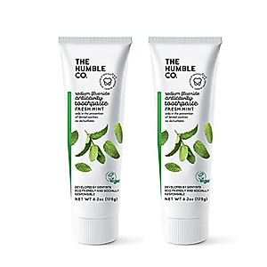 The Humble Co. Toothpaste, 2pk - Anticavity Toothpaste for Adults with Fluoride and Good Ingredients, Non GMO Dentist Developed Formula (Fresh Mint, 2 Pack)