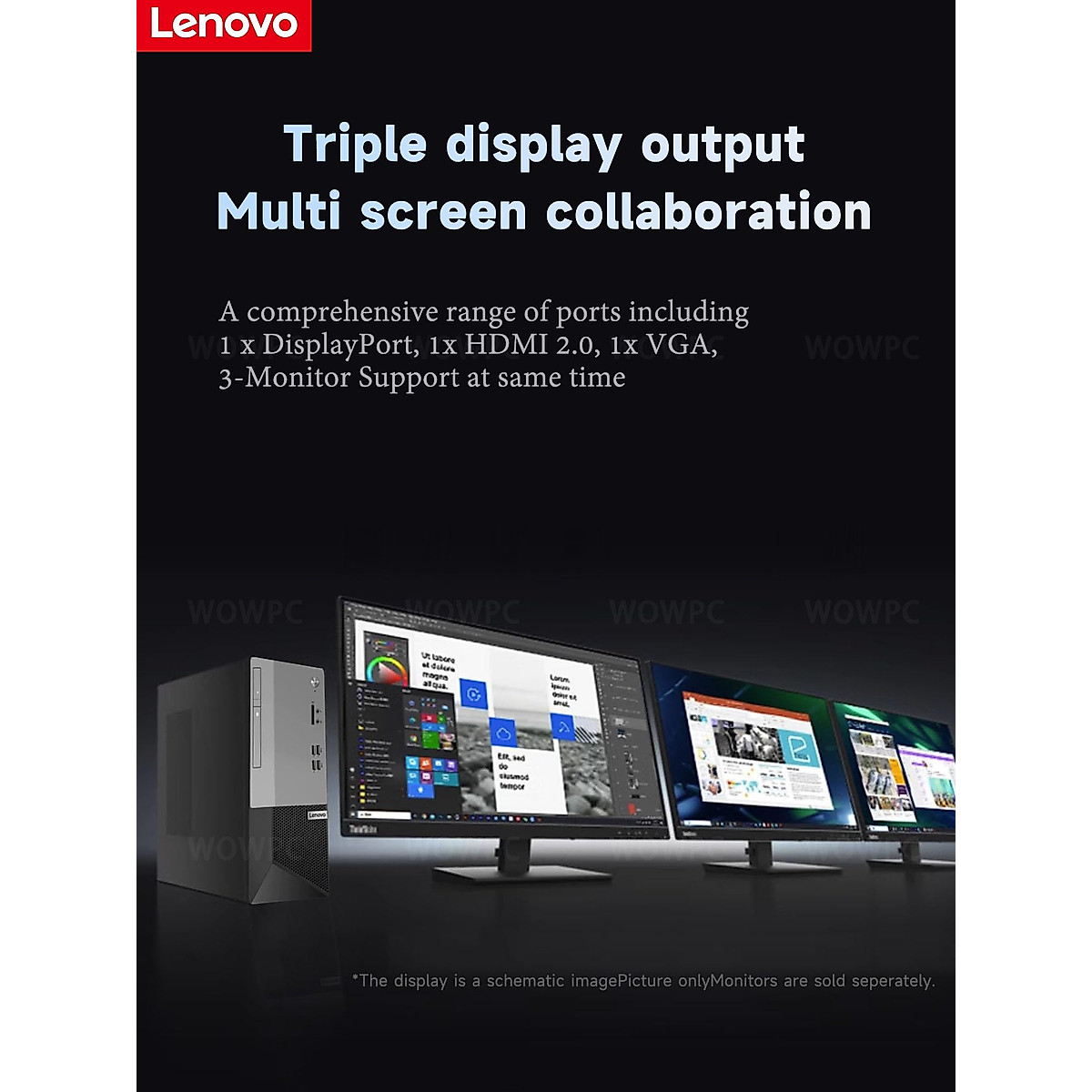 Lenovo ThinkCentre M720 Tower, Intel Core i3-10100 Processor, 16GB RAM, 256GB PCIe M.2 SSD, 1TB HDD, Windows 11 Pro 64-bit, Black Keyboard and Mouse