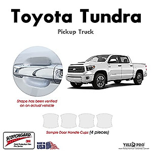 YelloPro Custom Fit Door Handle Cup 3M Anti Scratch Clear Bra Paint Protector Film Cover Self Healing Guard for 2014 2015 2016 2017 2018 2019 2020 2021 Toyota Tundra Pickup Truck