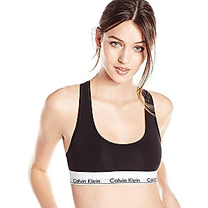 Calvin Klein Women's Polyester & Elastane Non-Wired and Non-paded Bralette Bra (29639810003_Black_Medium)