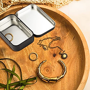 Fansunta 8 Pack Metal Rectangular Empty Hinged Tins Box 3.75 by 2.45 by 0.7 Inch Durable Small Empty Storage Tins with Lids for Storage Drawing Pin Jewelry Crafts