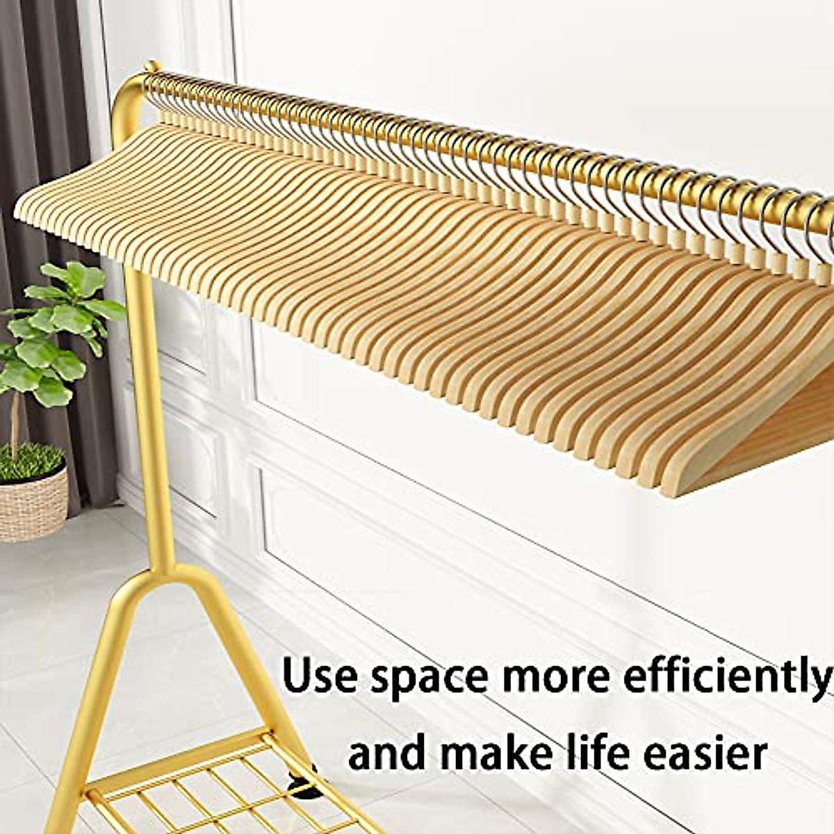 AKDXM Metal Hanger Drying Rack Independent Coat Rack Weighing 90Kg Clothes Rail with Rail 4 Hooks Multifunctional Practical Bedroom Single-Pole Hanger Suitable Small Spaces,Rose Gold,120x41x150cm