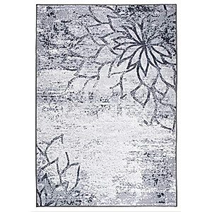 Rugshop Modern Floral Abstract Non Skid (Non Slip) Area Rug 7'10" x 10' Gray