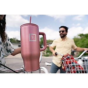 IRON °FLASK Co-Pilot 40 oz Insulated Tumbler with Straw & Flip Cap Lids - Cup Holder Bottle for Hot or Cold Drink - Leak-Proof, Double Walled - Water, Coffee Portable Travel Mug - Dark Night