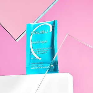 Malibu C Miracle Repair Hair Reconstructor (1 Packet) - Nourishing Hair Repair Treatment for Weak, Damaged Strands - Flax Protein & Vitamin B5 for Hair Strength