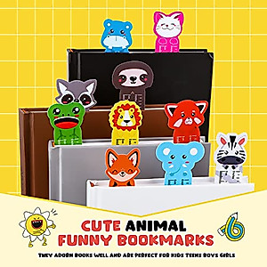 60 Pieces Animal Funny Bookmarks Cartoon Cute Bookmarks Reading Ruler Animal Bookmark Animal Theme Kid Bookmark for Kids Girls Students Adult
