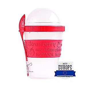 The Buybox 20 oz 4 Pcs Overnight Oats Container With Lid, Breakfast On The Go Cups, Take and Go Yogurt Cup with Topping Cereal or Oatmeal Container, Yogurt Container, Parfait Cups With Lids - 4 Colors