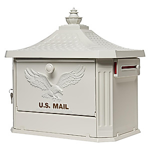 Architectural Mailboxes Hamilton Cast Aluminum, Locking, Post Mount Mailbox, Compatibility Code C, HM200WAM, White, Large Capacity