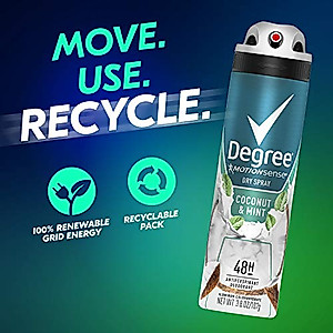 Degree Men Antiperspirant Deodorant Dry Spray Coconut & Mint 3 count 72hr Sweat and Odor Protection Degree for Men 3.8 oz