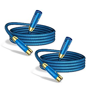 NUOSIYA XLR Cables 6ft 2-Pack, Microphone Cables with Gold Plated Plug, 3-Pin Balanced XLR Male to Female Nylon Braided DMX512 Cords for Stage&Studio Lightnings Speaker Amplifier Speaker