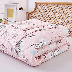 JSD Pink Unicorn Kids Comforter Set for Girls, 2 Pieces Twin Microfiber Comforter with Pillow Sham, Soft Comfortable Machine Washable