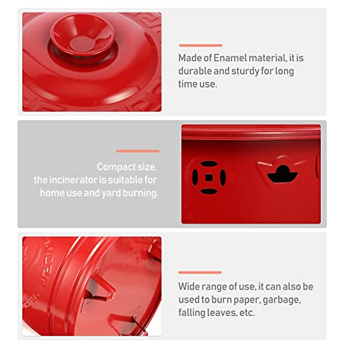 DOITOOL Burn Barrel Incinerator Can: Metal Garden Incinerator Fire Bin Enamel Burn Bin Stainless Steel Incinerator Burn Barrel Incinerator Cage Ash Bucket Fire Pit Wood Burning Pit