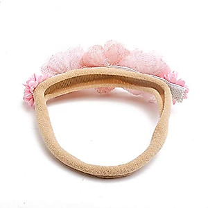 DELEBAO Baby Girl Flower Headbands Set 3pcs Elastic Hairbands Floral Crown Wraps for Newborn Infant Toddler Hair Accessories