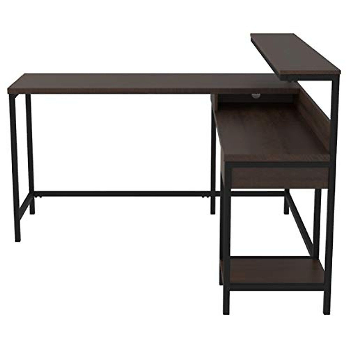 Signature Design by Ashley Camiburg Modern L-Shaped Home Office Desk, Warm Brown