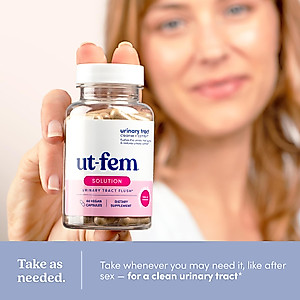 UT-Fem Solution - Fast-Acting Urinary Tract Flush for Women, Proactive UTI Support, Promotes Cleansing & Comfort, Clinical-Strength D-Mannose, Cranberry, and Natural Ingredients - 60 Vegan Capsules