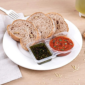 15 Pcs Double Compartment Condiment Container - 2 Compartment Snack Containers, Condiment Containers with Lids, Portable Reusable Sauce Container for Take away Sauces Dips and Travelling Snacks