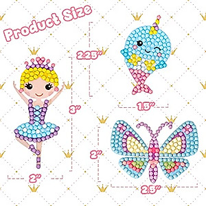 Cymbana Diamond Painting Kits for Kids 18 Pcs Princess and Their Buddy Gen Art Sticker for Kids Ages 6-8 8-12 Contains Unicorn, Mermaid