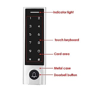 2.4G WiFi Access Control,125Khz EM Card Door Lock, Access Controler, IP67 Waterproof,Access Control System Kit,Touch Keypad Smart Lock Opener,1000 User,Tuya Mobile APP Remote Open (Door Bell Version)
