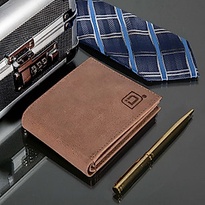 ID Stronghold Extra Capacity Bifold Wallet for Men - RFID Blocking Genuine Leather Wallet (Sandstone)