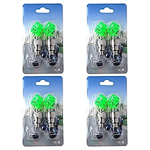 Gxcdizx 8 PCS LED Wheel Lights Flash Light Tire Valve Cap Lamp for Car Trucks Motorcycle Bike (Dice, Green)