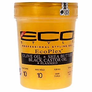Eco Style Gel - Olive Oil And Shea Butter Black Castor Oil And Flaxseed - Superior Hold And Healthy Shine - Helps Moisturize Scalp - Repairs Damaged Follicles - Promotes Hair Growth - 32 Oz