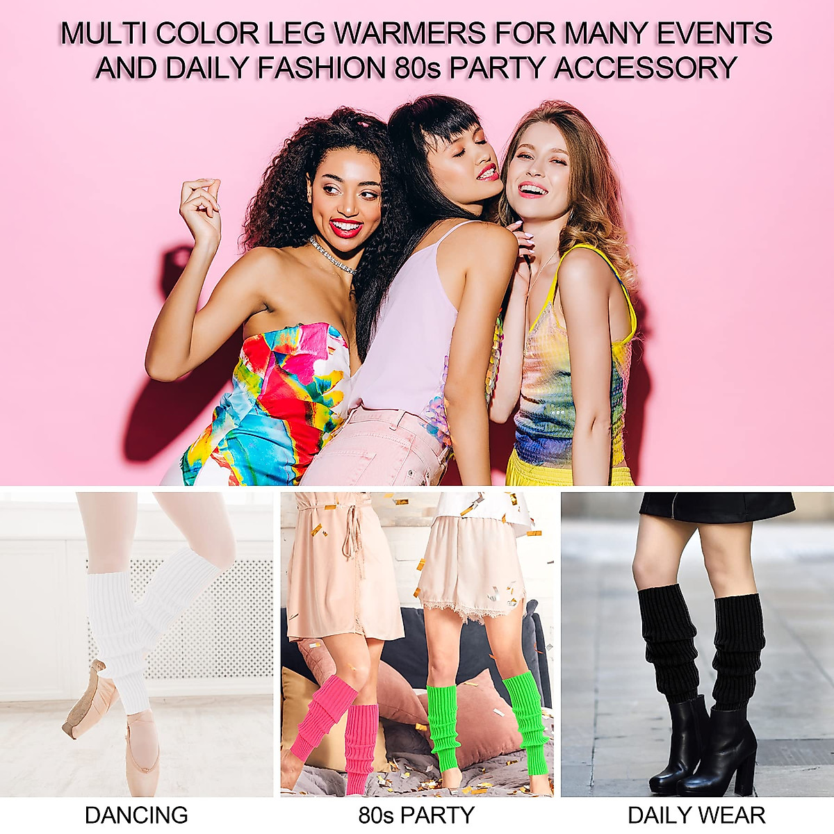 Olreco Leg Warmers for Women White Leg Warmers Leg Warmers Goth 80s Costumes for Women Leg Warmers for Girls Leg Warmer