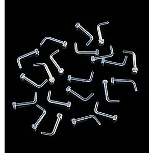 YOVORO 20PCS 20G Bioflex Clear Nose Rings Stud 2MM Nose Retainer Body Piercing Jewelry Q