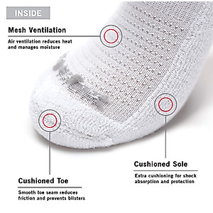 MONFOOT Women's and Men's 10 Pairs Athletic Cushion Running Performance Heel Tab Ankle Socks White Medium, multipack