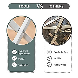 TOOLF Expandable Clothes Drying Rack, Foldable Laundry Drying Rack, 3-Tier Collapsible Clothing Dryer, Adjustable Towel Rack for Air Drying Clothing, Bed Linen, Clothing, Socks, Scarves, White