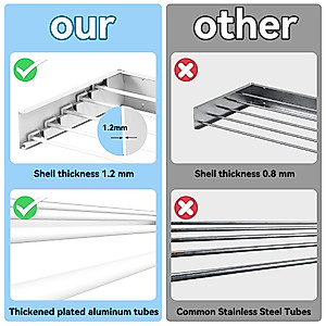 Wall Mounted Clothes Drying Rack, Laundry Drying Rack Collapsible,31.5" Wide,5 Aluminum Rods, 60 lb Capacity, Laundry Racks for Drying Clothes with Wall Template,for Indoor & Outdoor Organization