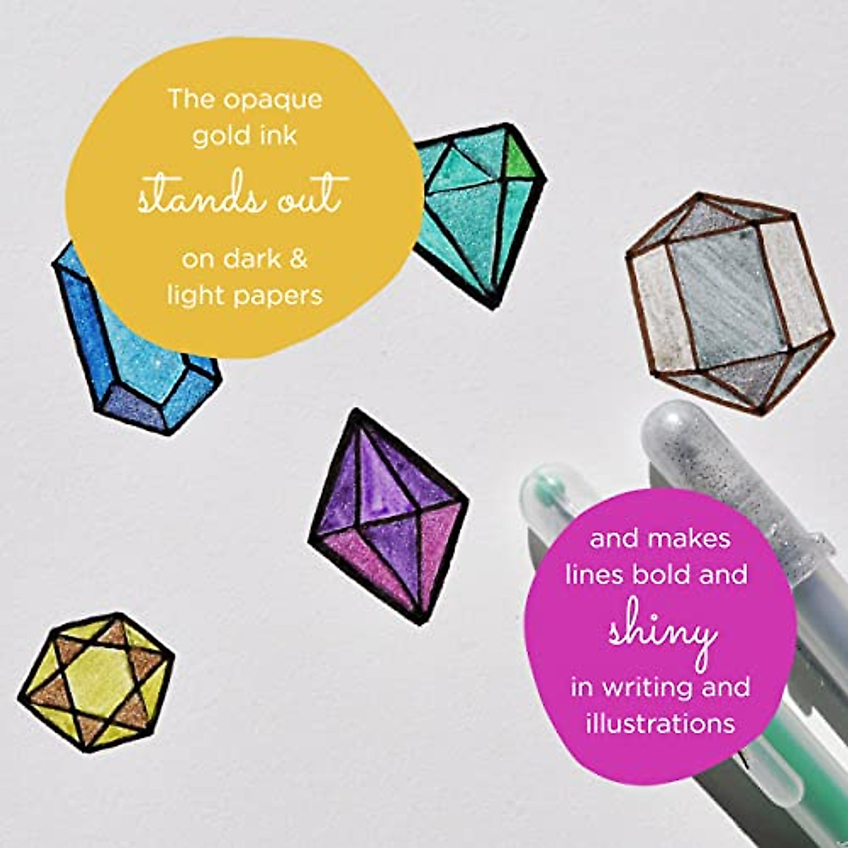 SAKURA Gelly Roll Metallic Gel Pens - Pens for Scrapbook, Journals, or Drawing - Metallic Gold Ink - Medium Line - 6 Pack