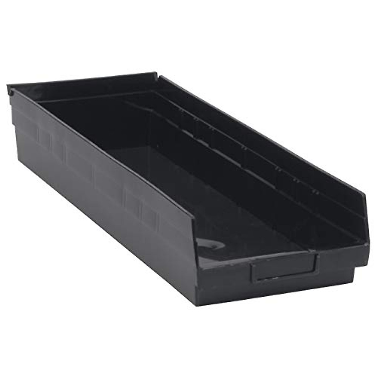 QUANTUM STORAGE SYSTEMS K-QSB114BK-4 4-Pack Plastic Shelf Bin Storage Containers, 23-5/8" x 8-3/8" x 4", Black