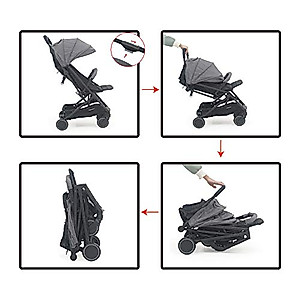 Compact Baby Stroller, Lightweight Infant Stroller with Convenient One-Hand Fold (Grey)