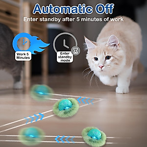 BENTOPAL Cat Toys Ball Fast Rolling Ball in Tunnels, Motion Activated Cat Toys Interactive Chirping Ball Hide and Seek Indoors Gaming (Green)