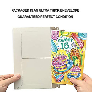 Happy Sweet 16 Birthday Card | Made in America | Eco-Friendly | Thick Card Stock with Premium Envelope 5in x 7.75in | Packaged in Protective Mailer | Prime Greetings